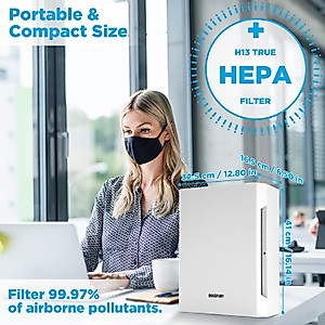 Air Purifiers for Home Large Room Smart Heap Air Purifier with Air Quality Sensors Portable Air Purifier for Bedroom Office Air Cleaner for Pets Odor Allergies Smoke Dust Pollen