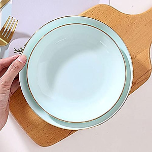 KOWMcp Dinner Plates 4PCS Orcelain Dinner Plates Set 20.7cm Ceramic Dinnerware Dishes Set, Round Shape, Blue, Microwave Safe