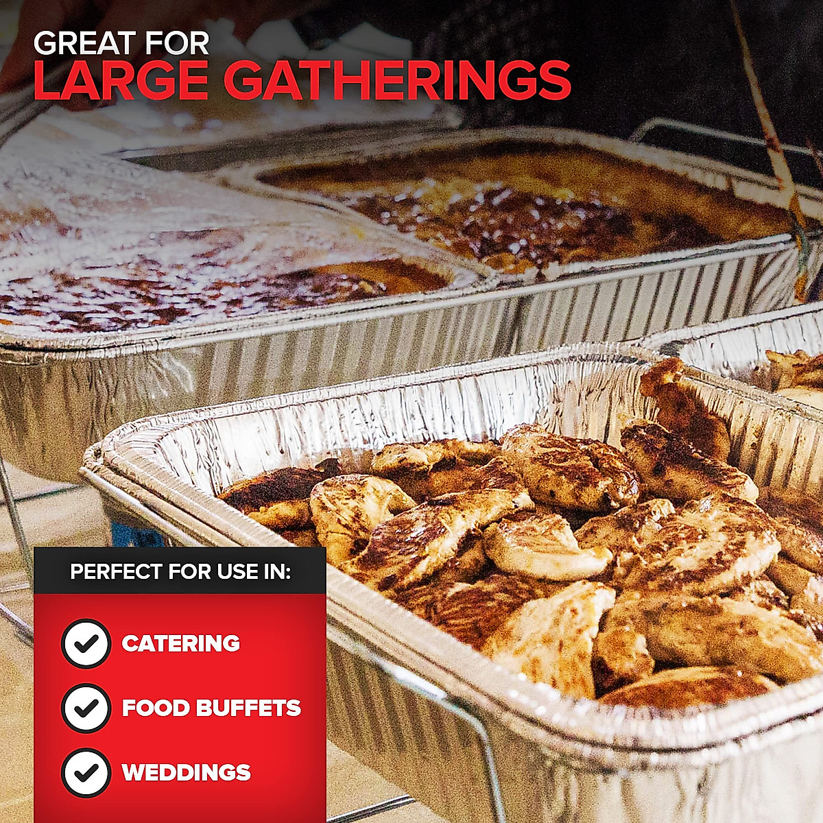 Chafing Dish Buffet Set with Cover Disposable - 21x13 (5 Pack) 9x13 & Lids (10 Pack) Aluminum Serving Trays, Catering Pans for Keeping Food Warm, Chaffing Dishes for Buffets and Parties, Warming Tray