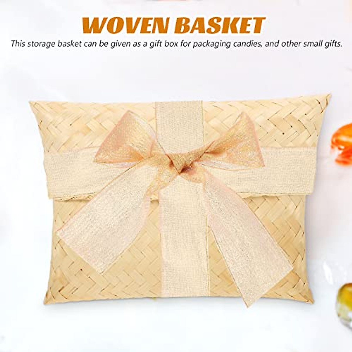Alipis Bamboo Sticky Rice Basket Bamboo Pillow Candy Box Treat Packing Boxes Party Favors Boxes Sticky Rice Basket Snack Storage Basket Tea Container for Wedding Party Mothers Day Gift L