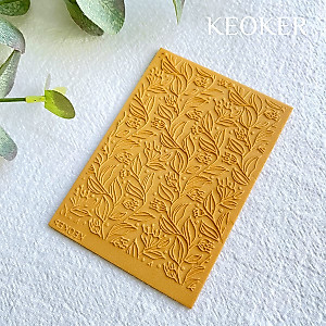 Keoker Polymer Clay Texture Sheets, Clay Texture Mat for Making Earrings Jewerly, Polymer Clay Texture Roller (No. 7 Floral)
