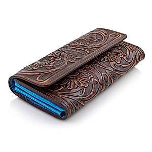 Mauzari Geneva Women's Tooled Leather Wallet (Copper Highlights)