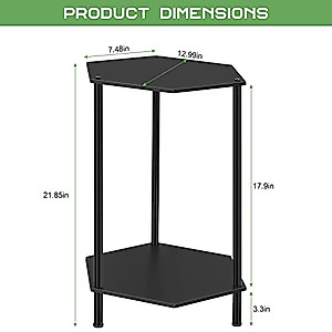 Vrisa End Table Set of 2 Bedside Tables for Small Spaces Hexagonal Side Table Bamboo Nightstands Set of 2 with Storage 2-Tier Space Saving for Living Room, Bedroom, Office Black