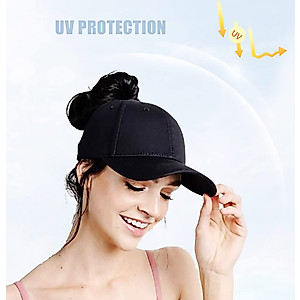Eohak Ponytail Baseball Hat Distressed Retro Washed Womens Twill