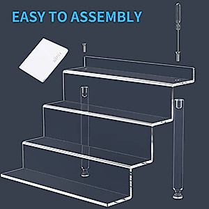 NIUBEE Acrylic Riser Display Shelf, Clear Display Stand for Amiibo Funko POP Figures,4 Tier Cupcakes Stand Perfume Organizer and Storage (Large)