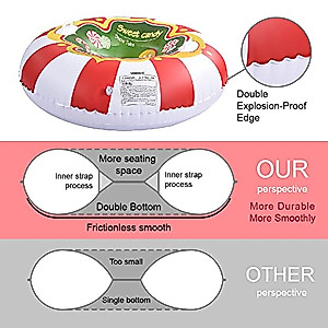 Snow Tube, Snow Sled for Kids and Adults, 48 Inches Heavy Duty Snow Tubes with Double Bottom, Candy Snow Toys for Sweet Party