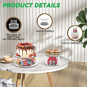 LEPump 2 Pcs Acrylic Fillable Clear Wedding Cake Stands 10 x 4'' and 6 x 4'' Cake Riser Round 2 Tier Cylinder Stand Display Box with Lid Decorative Centerpiece for Party Birthday