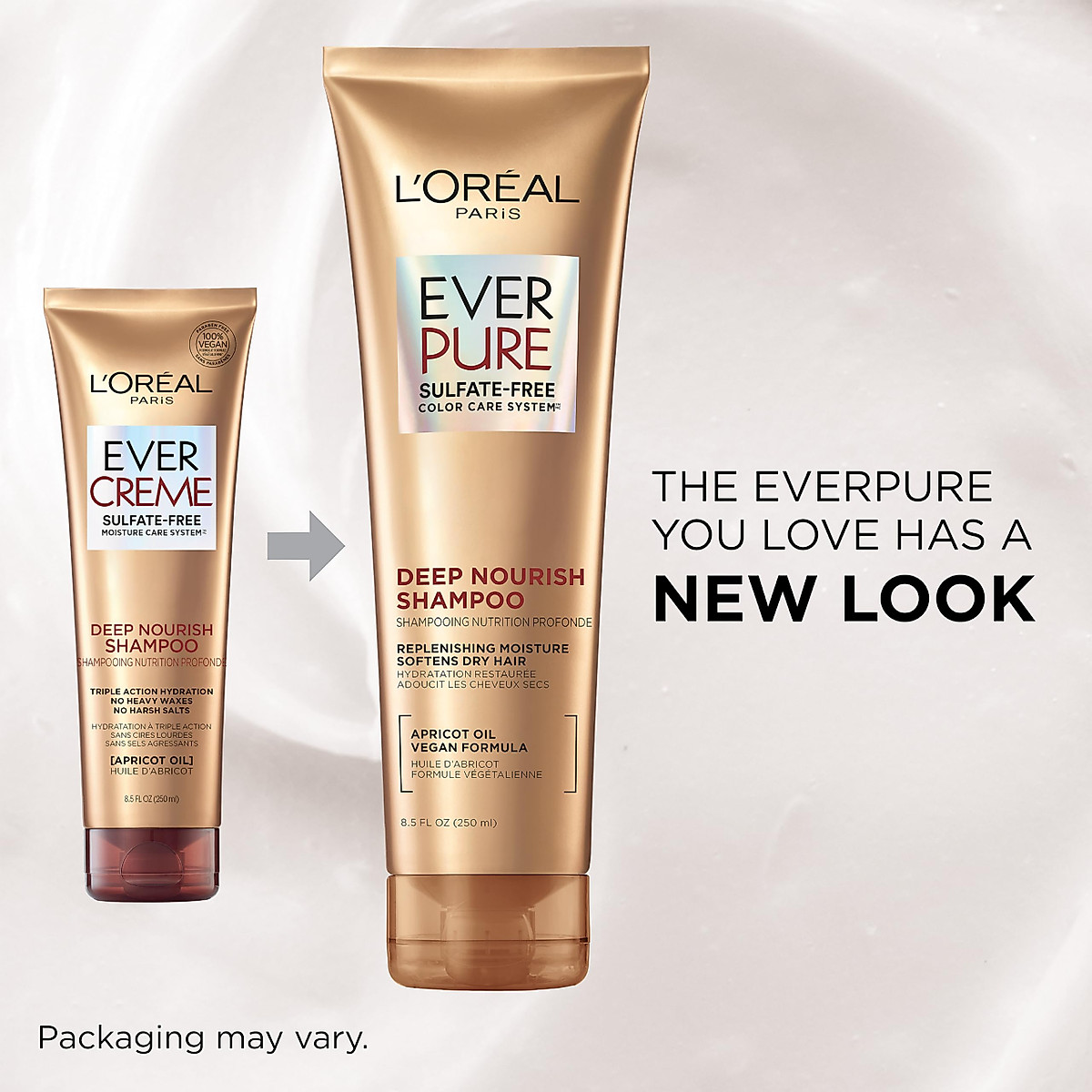 L'Oreal Paris Hair Conditioner for Dry Hair, Triple Action Hydration, Apricot Oil Infused, EverPure, 8.5 Fl Oz (Packaging May Vary)