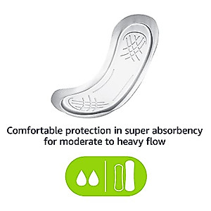 Amazon Basics Maxi Pads For Women- Thick, Super Absorbency, Unscented, 48 Count, 1 Pack (Previously Solimo)