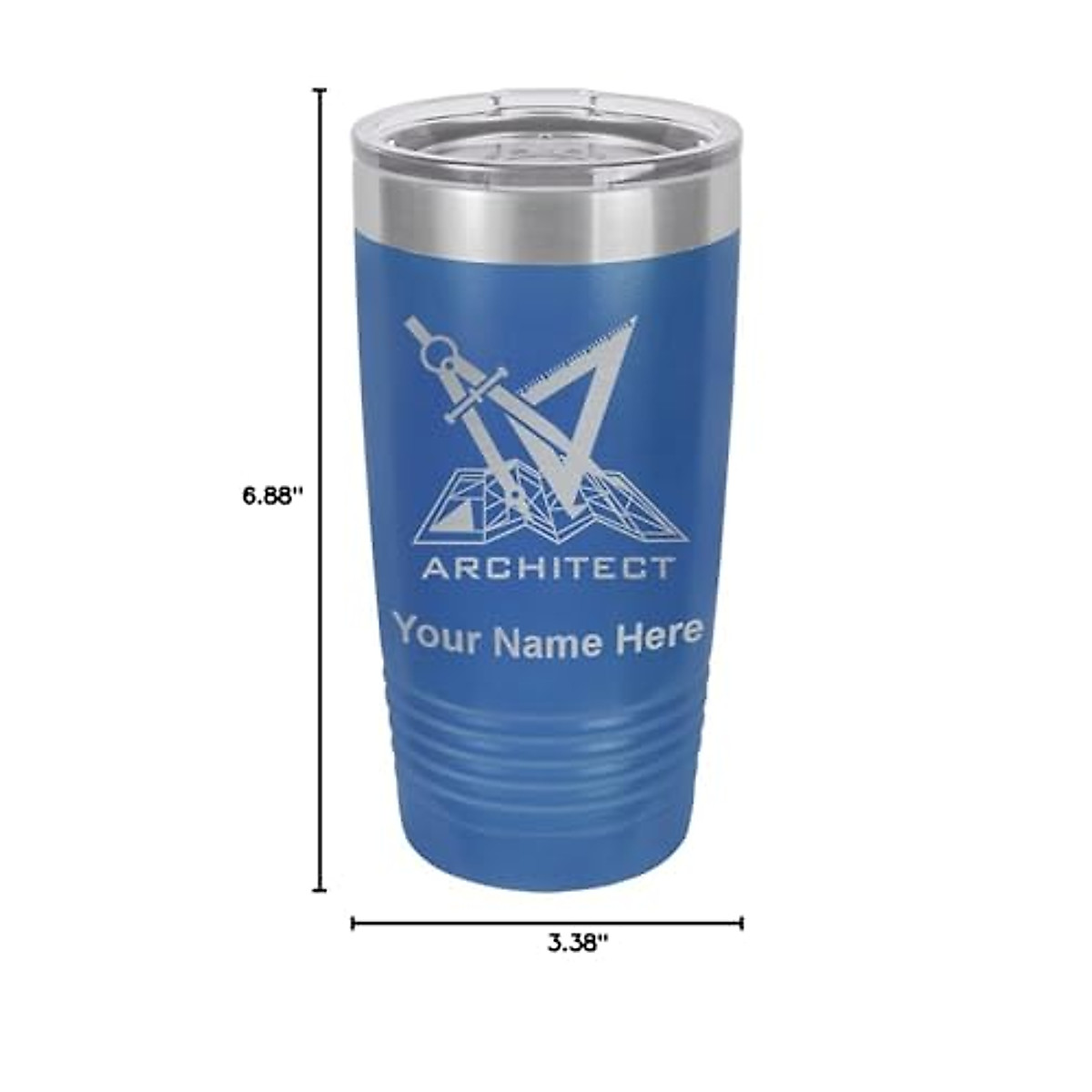 LaserGram 20oz Vacuum Insulated Tumbler Mug, Architect Symbol, Personalized Engraving Included (Dark Blue)