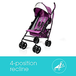 Summer 3Dlite Convenience Stroller, Orchid – Lightweight Stroller with Aluminum Frame, Large Seat Area, Mesh Siding, 4 Position Recline, Extra Large Storage Basket – Infant Stroller for Travel & More