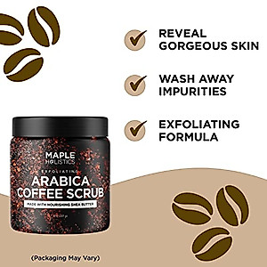 Arabica Coffee Scrub Body Exfoliator - Caffeine and Dead Sea Salt Scrub for Cellulite Back Face Legs Thighs Butt and Full Body Care Featuring Organic Body Oils and Moisturizers for Deep Exfoliation
