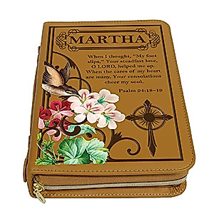10x7 Inch Personalized Bible Cover – Create Your Own Design, Custom Bible Cover and Carrying Case with Handle – Leatherette Book Covers and Bible Case for Women - Brown (Design 4)