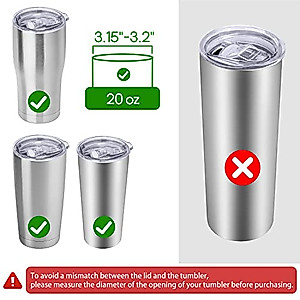 20 oz Tumbler Lids 2 Replacement Lids Compatible for YETI 20 oz Stainless Steel Tumblers Travel Cup Coffee Mug, Spill-proof Lids Fits OF Inner Diameter 3.2 to 3.23 INCH Tumbler