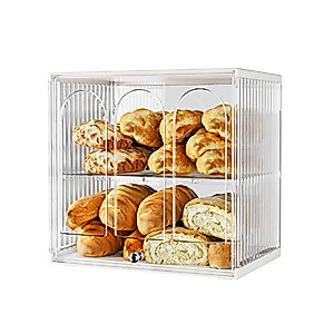 Double Layer Bread Box for Kitchen Countertop, Clear Bread Container, Large Bread Storage, Bread Boxes for Kitchen Counter