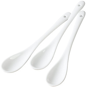 AKOAK 5 Inches White Ceramic Spoon for Coffee,Tea,Yogurt,Ice-cream,Appetizers and Desserts