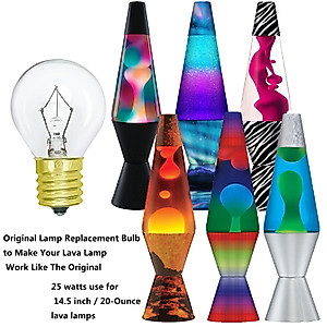 Lava Lamp Bulb 6 Pack S11 25W E17 Base Lava Lamp Light Bulb,Replacement Bulbs for 14.5 Inch Lava Lamps and Glitter Lamps,120 Volt,Dimmable,2700K Warm White