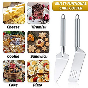 4 Pieces Pie Server Set Stainless Steel Pie Spatula Serrated Cake Cutter with Comfortable Handle, Easy to Grip for Cutting and Serving Desserts Brownies Pizza and Cake