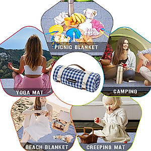 G GOOD GAIN Picnic Outdoor Blankets Waterproof Large - Beach Mat Sand Free Foldable with Carry Strap | Portable Camping Blanket | Park Blanket for Grass Park, Hiking, Travel, Concerts, Indoor (Blue)