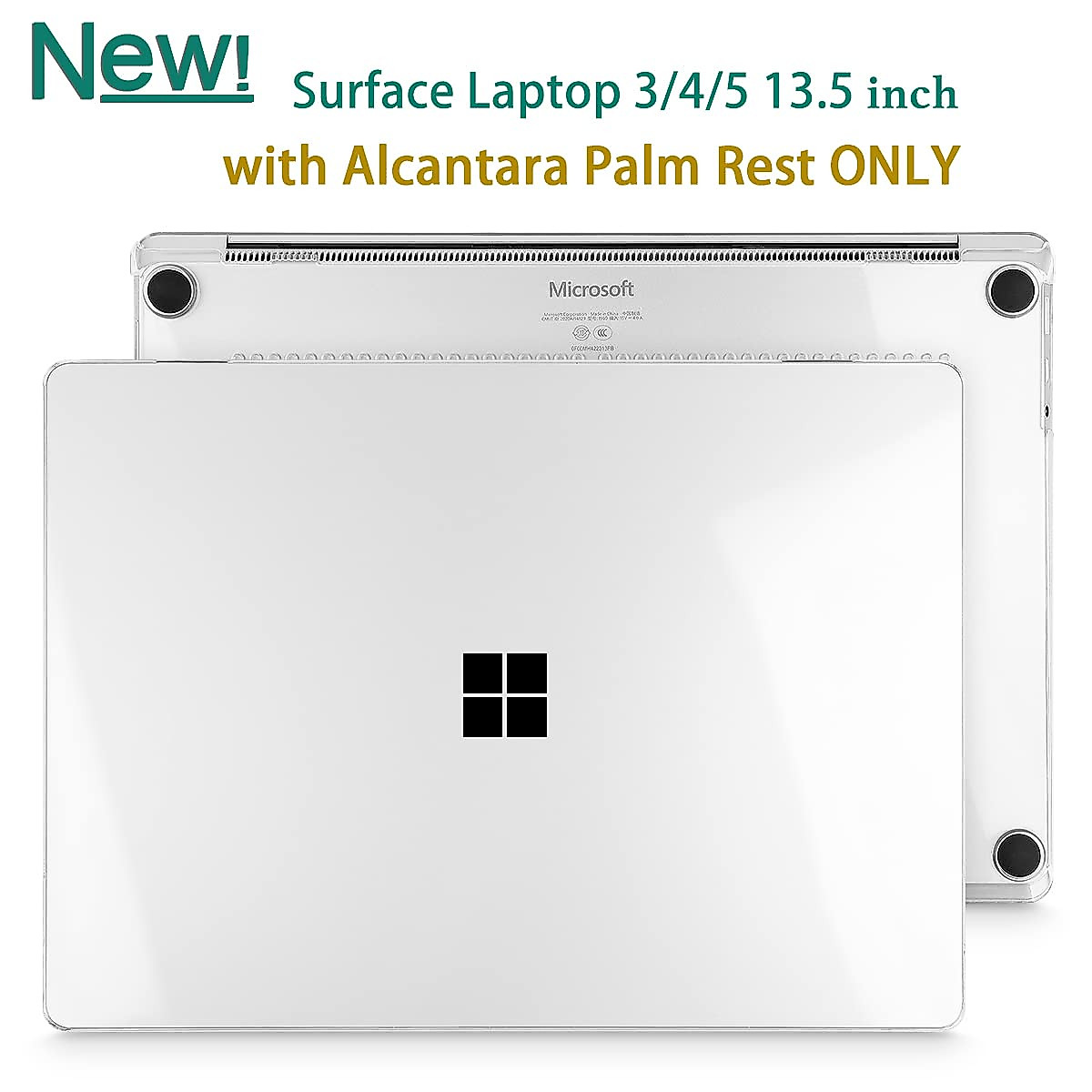 May Chen Case for 13.5" Microsoft Surface Laptop 3/4/5 with Alcantara Palm Rest Model 1867 1958 1959 (2019 2021 2022), Plastic Hard Shell Case with Keyboard Cover + Screen Protector, Crystal Clear
