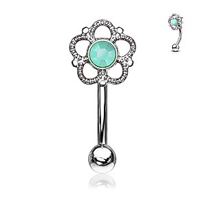 Amelia Fashion 16 Gauge Turquoise Center Flower Filigree, No Color, Size No Size
