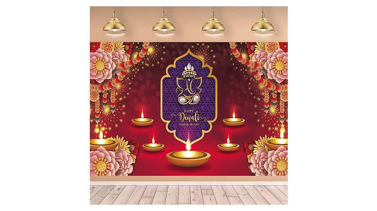 Diwali Backdrop 70.8x43.3 Inch for Festival & Party Decoration