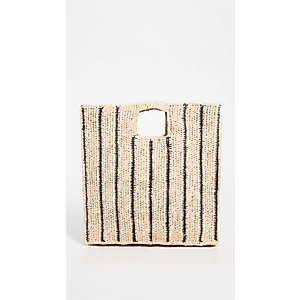MAR Y SOL Women's Veneto Bag, Natural/Navy, Stripe, Off White, One Size