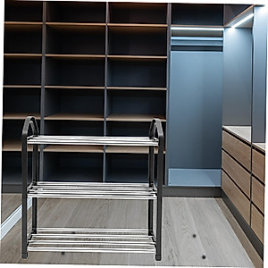 Alipis Shoe Rack Shoe Storage Organizer Freestanding Shoe Cabinet Shoe Shelf Shoe Holder Shoe Stand Metal Organizer Shelf Three-Layer Shoe Storage Rack Stainless Steel Storage Bag Plastic