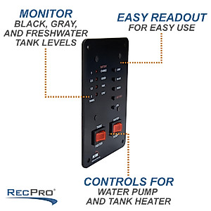 RV Water Tank Monitor System Probeless Adhesive Sensors with Smart M Board and 15' Wire Extension | RV Level Monitor System | Water Tank Level System | Probless Monitoring System