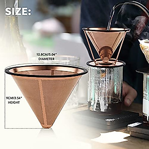 Wedrink Stainless Steel Pour Over Coffee Filter Reusable and Permanent V60 Coffee Cone Dripper Mesh Coffee Filter Paperless Coffee Maker (Rose Gold)