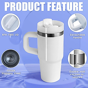 Lilsofee 1 Pack 14 oz Sublimation Blank Tumbler with Handle and Straw Stainless Steel Double Vacuum Insulation Skinny Mug Heat Press Transfer Printing DIY Cups White