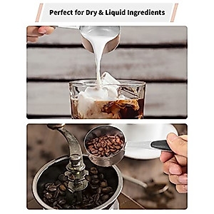 Joyhill Stainless Steel Measuring Cups and Spoons Set of 10 Piece, Nesting Metal Measuring Cups Set with Soft Touch Silicone Handles for Dry and Liquid Ingredients, Cooking & Baking (Black)