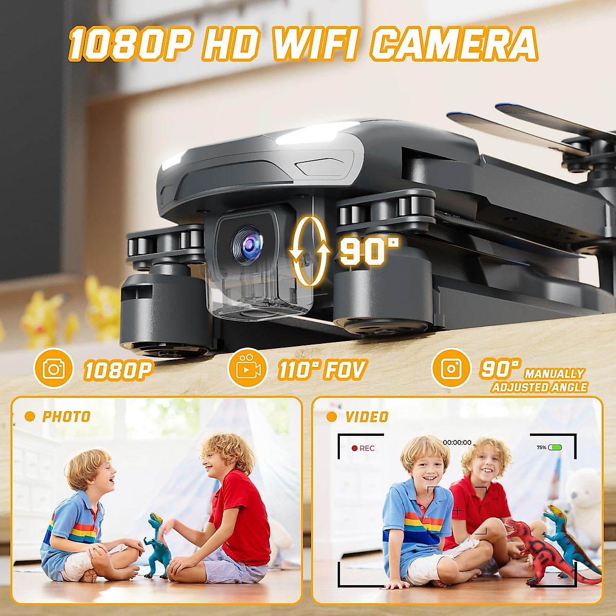 SOTAONE S350 Drone with Camera for Adults, Mini Drones for Kids with 1080P HD FPV Live Video, Remote Control Helicopter Toys Gifts for Boys Girls, Altitude Hold, One Key Start, 3D Flips, 2 Batteries