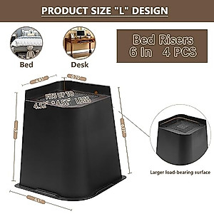 LUCKYQTQH Bed Risers Oversized, Furniture Risers 2,3,4,6 and 8 Inch Heavy Duty, Set of 4 Furniture Lifts, Bed Raiser with Non-Slip,Table Riser, Sofa Riser, Desk Risers Support up to 5000 Lbs