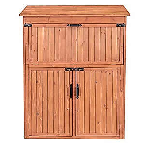 Leisure Season SCT1753 Storage Cabinet with Drop Table - Brown - Large Outdoor and Indoor Vertical Cabinets for Gardening, Garage - Tool Organizer with Compartments and Shelves for Garden, Backyard