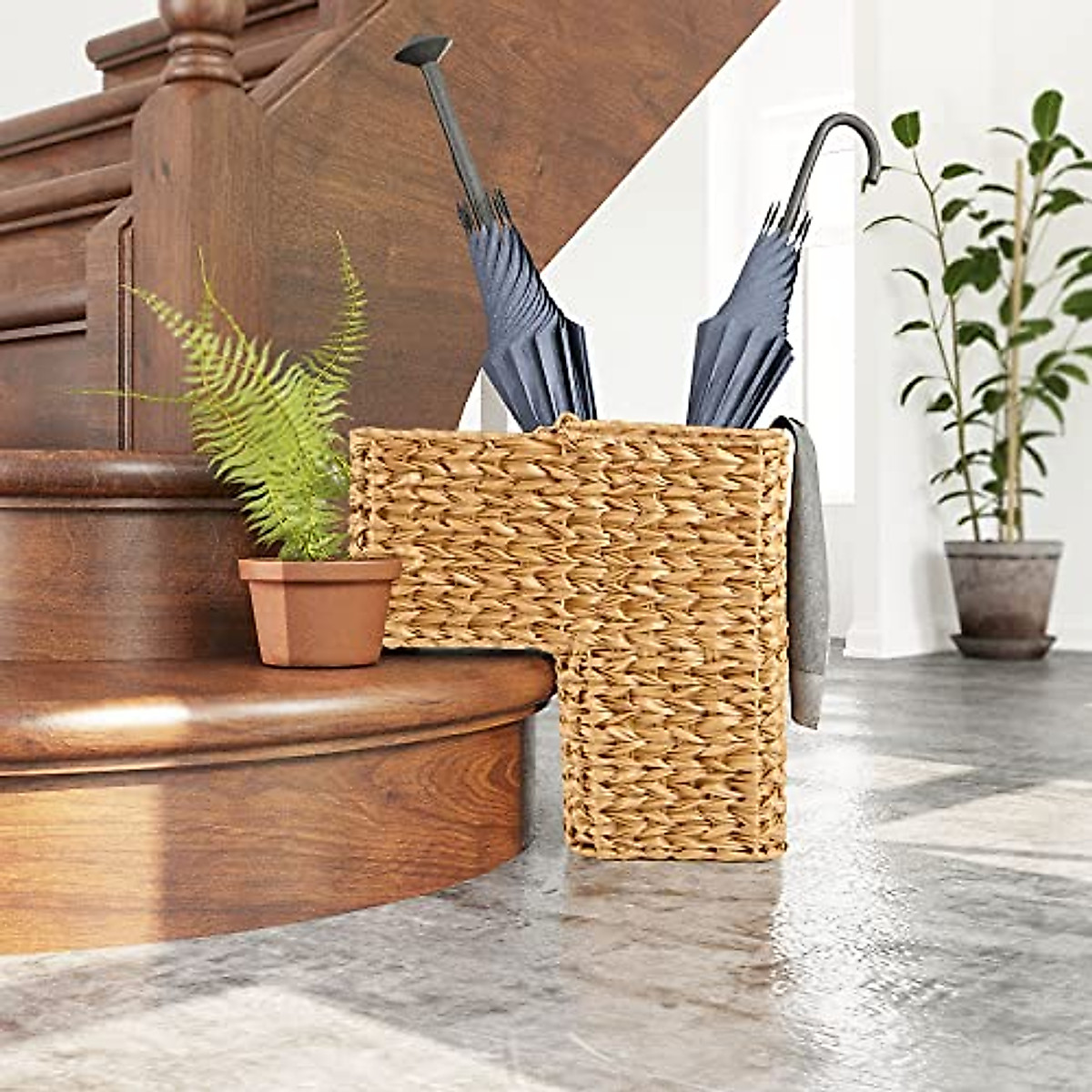 Woven Stair Step Basket | Multi Story House Wicker Storage Baskets for Stairsteps - Shoe Organizer, Laundry Gathering Basket, Hyacinth Storage Basket, Toy Storage - By MadeTerra (Natural)