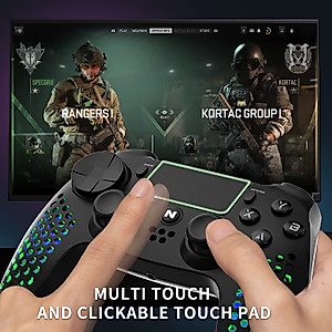Nitho RGB Wireless Controller for PS4/PS5 (PS4 Game Only)/PC/Android/iOS, Hexagonal Design Joystick with RGB LED Lights, Vibration, 6-Axis Motion Sensor, Touchpad, Audio Jack/Speaker, Trigger Sets