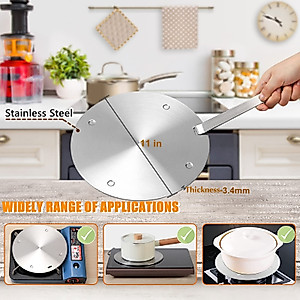 Heat Diffuser Plate for Gas Stove, Gocoffun Stainless Steel Induction Adapter Plate with Removal Handle, for Cookware Simmer Ring Induction Hob Plate Heat Diffuser(11inch)