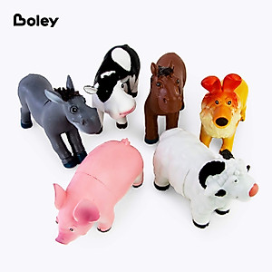 Boley Soft Farm Animal Toys - 6 Piece Small Farm Animal Figures for Kids Ages 3 and Up - Cute Soft Plastic Animal Figurines Set - Farm Animals for Toddlers