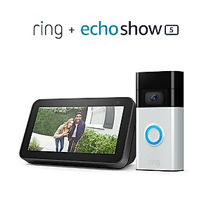 Ring Video Doorbell (Satin Nickel) bundle with Echo Show 5 (2nd Gen)