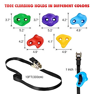 TOPNEW 12 Ninja Tree Climbing Holds for Tree Climber, Tree Climbing Kit with 6.6FT Rope Ladder for Outdoor Ninja Warrior Obstacle Course Training