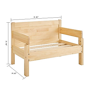 MUSEHOMEINC 2 in 1 Convertible Bed,Multifunctional Solid Wood Twin Bed 2 Side Guardrails, Bed Frame Convert to one Chair/Sofa, Fits Standard Crib Mattress,(Mattress not Included)