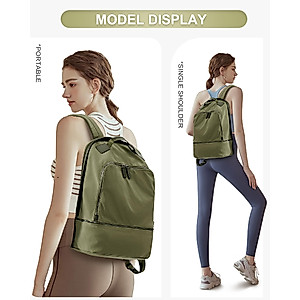 VENATIN Gym Backpack for Women Waterproof Small Gym Bag With Shoe Compartment Sports Essentials Backpack with Wet Dry Pocket,Green…