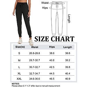 BATHRINS Women Tapered Joggers with Pockets – Casual Yoga High Waist Sweatpants Black