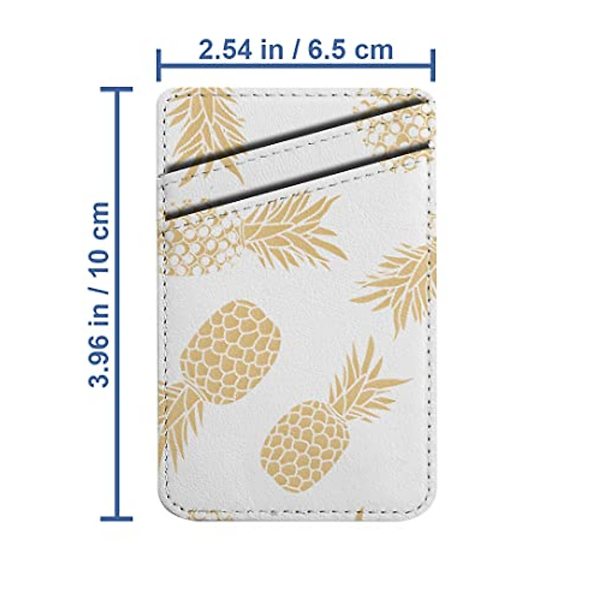 Diascia Pack of 2 - Cellphone Stick on Leather Cardholder ( Metallic Cream Gold Pineapple Fruit Pattern Pattern ) ID Credit Card Pouch Wallet Pocket Sleeve