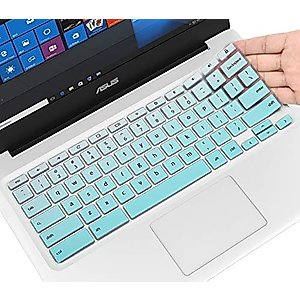 CaseBuy Premium Keyboard Cover for ASUS Chromebook Flip C433 C434 2 in 1 14" Laptop, Chromebook C302CA/C423NA/C425TA/C433TA/C434TA-DH342T DSM4T DS384T C523NA Keyboard Skin, Ombre Mint