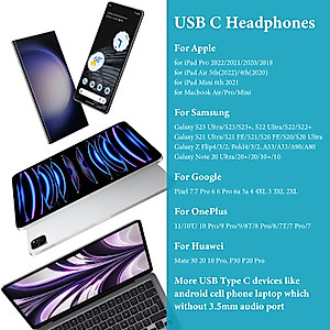 APETOO USB C Headphones for iPhone 16 15 Pro Plus iPad Pro,USB Type C Earphones HiFi Stereo USB C Wired Earbuds Microphone Volume Control for Galaxy S24 S23 S22 S21Pixel 9 8 7 7a 6 Pro 6a Turquoise