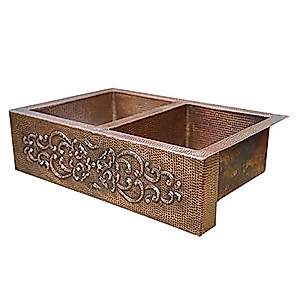 Copper Farmhouse Kitchen Sink 50/50 with Design