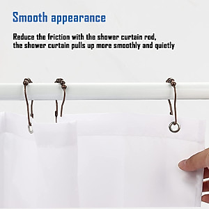 Ansxiy Shower Curtain Hooks Rings, Rustproof Metal Shower Curtain Rings for Bathroom Shower Rods Curtains - Set of 12, Bronze