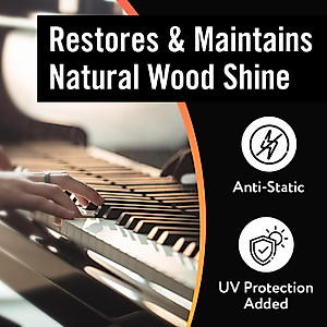 Samorillo Piano Shine Polish & Cleaner - Clean, Polish, Wax & Protect Glossy Pianos & Surfaces - Made in USA - 8 oz Cleaning Solution with Added UV Protectant & Anti-Static - Prevents Dust & Smudges